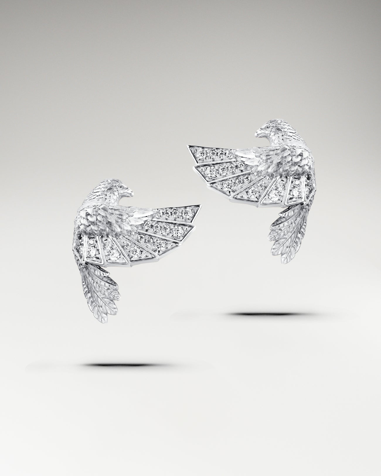 Aurelian Raptor Studs In Platinum With Diamond - TRUE GEMSTONE SCULPTURE
