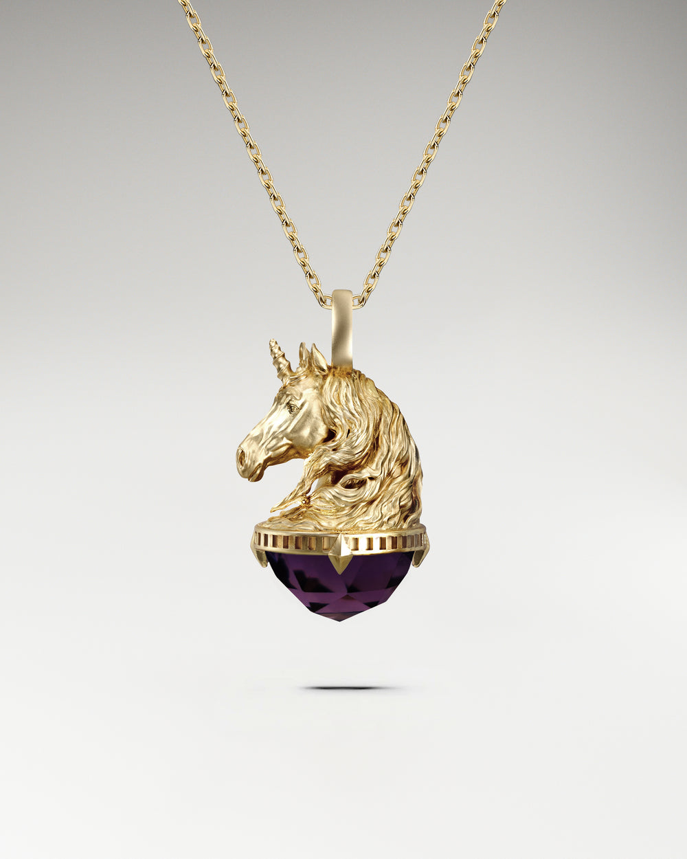Unicorn Amethyst Sterling Silver Pendant Necklace - TRUE GEMSTONE SCULPTURE