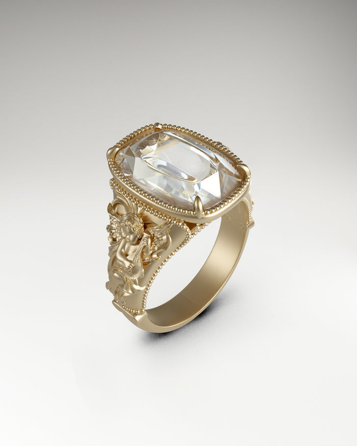 Angel Playing Lyre Ring In Sterling Silver With Moonstone - TRUE ...