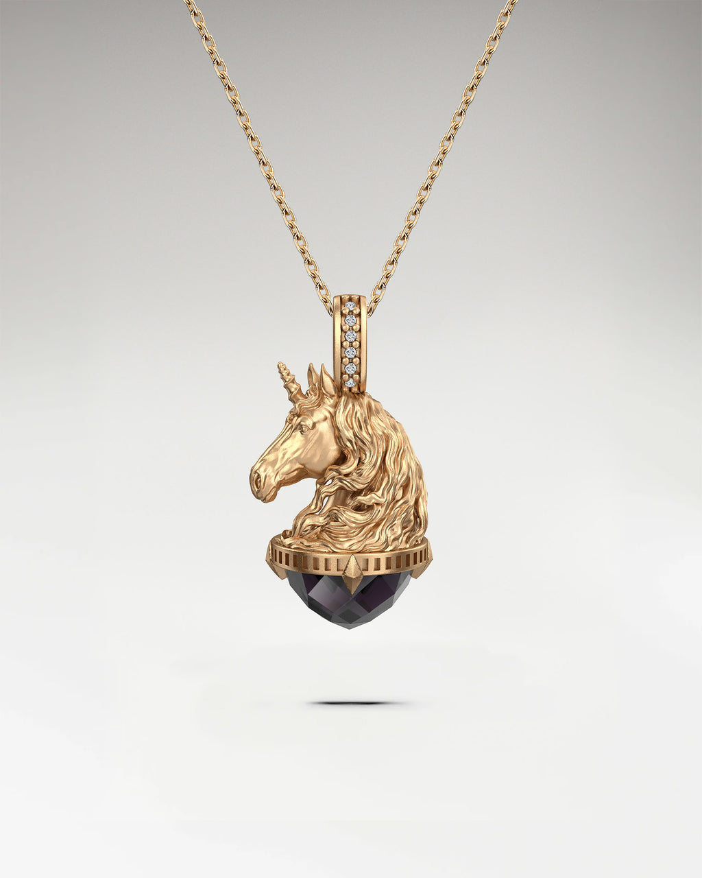 Monokeros Unicorn Pendant | 14k Gold & Natural Garnet - TRUE GEMSTONE ...