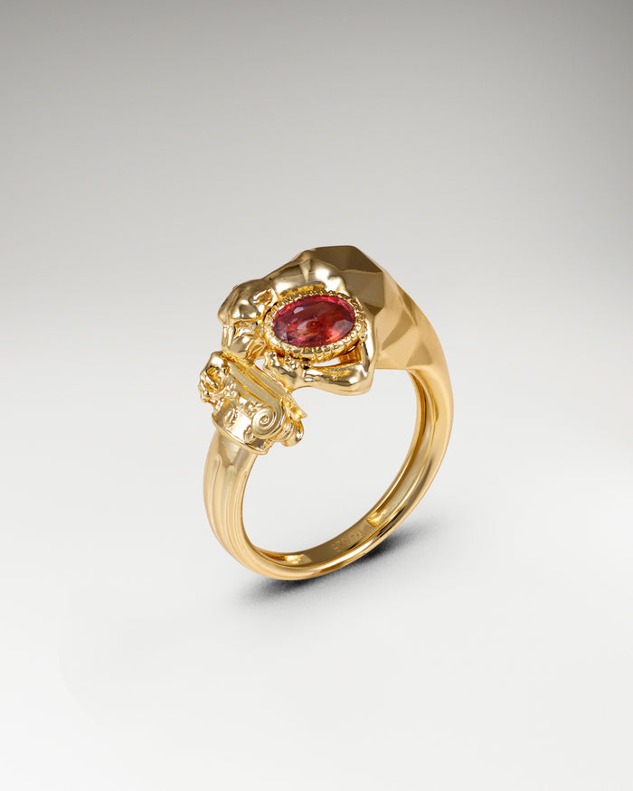 Dusk Guardian Ring In Gold Vermeil With Ruby - TRUE GEMSTONE SCULPTURE