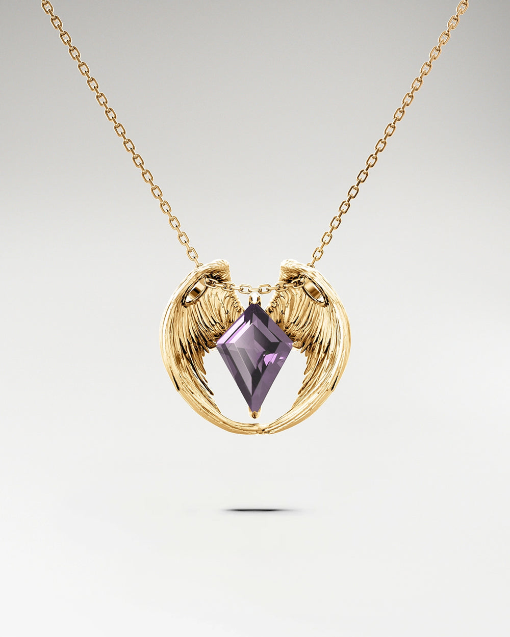 Wings Of Knight Pendant In Gold Vermeil With Amethyst - TRUE GEMSTONE ...