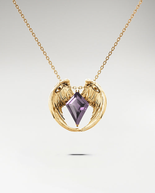 Eagle Wing Amethyst Pendant Necklace in Gold Vermeil | Symbolic Jewelry ...