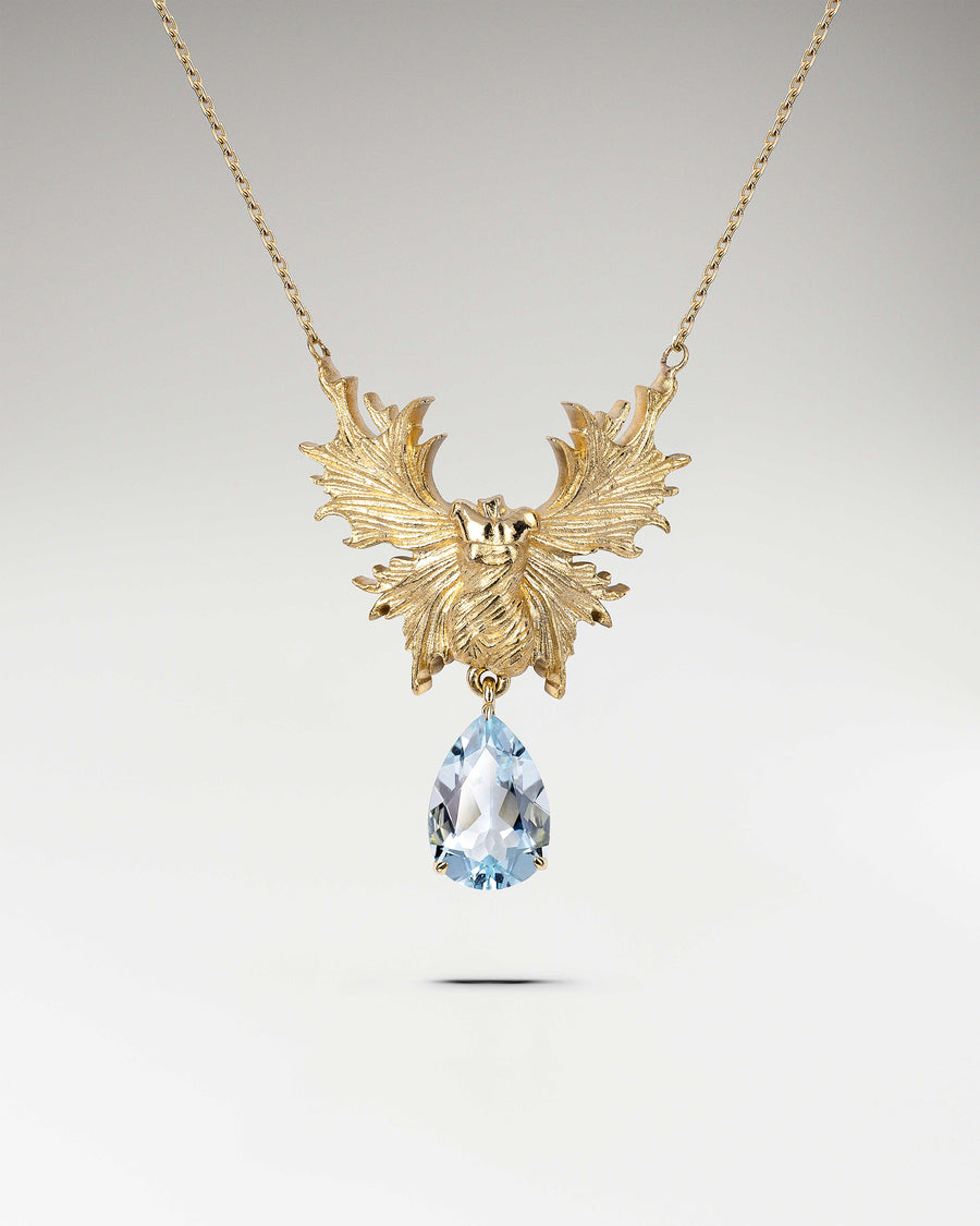 Guardian Angel Necklace In Gold Vermeil With Blue Topaz - TRUE GEMSTONE ...