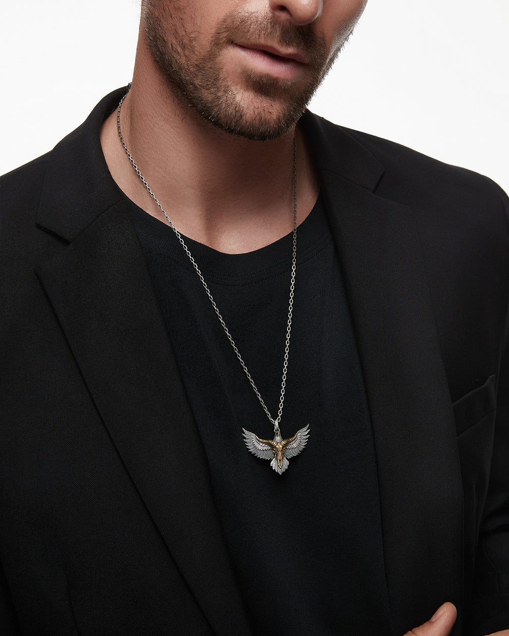 Pampas Eagle Sculptural Pendant Necklace In Gold Vermeil Brass - TRUE ...