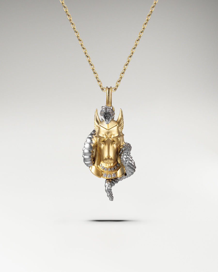 Guardian Hound Pendant Necklace In Gold Vermeil Brass - TRUE GEMSTONE ...