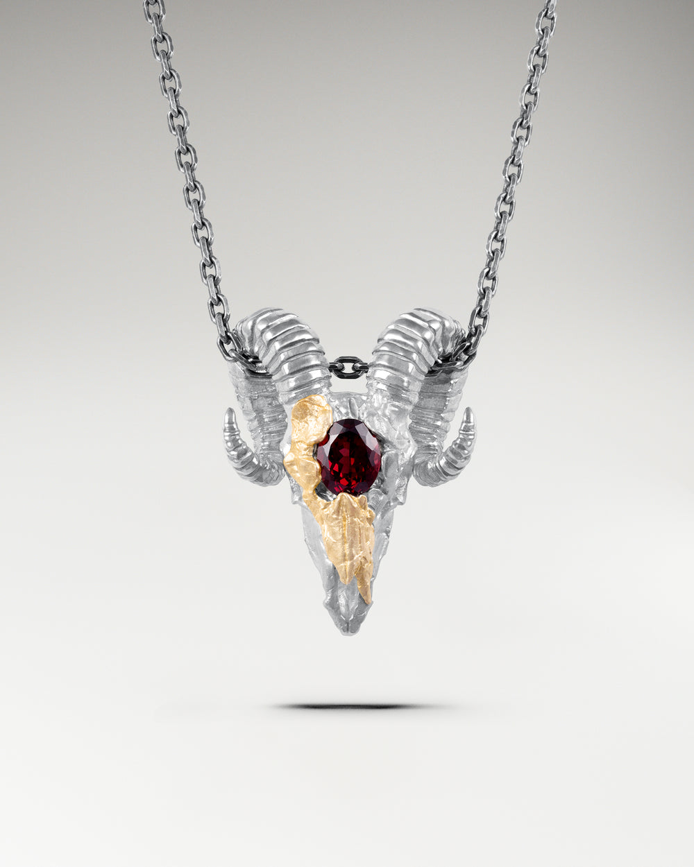 The Ram's Heart Pendant Necklace In Gold Vermeil Brass With Garnet ...